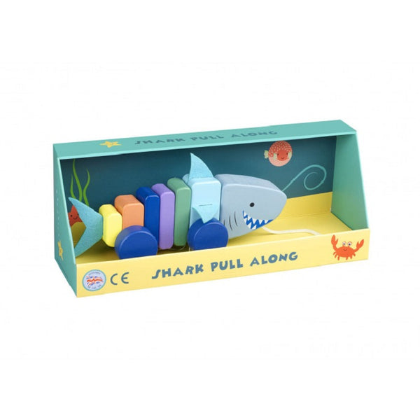Wooden shark pull along toy