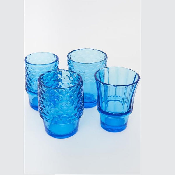 Fish stackable glasses blue