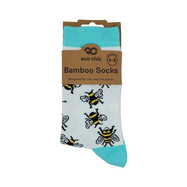 White bumble bee bamboo sock